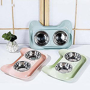 FUUIE Bowls for Food and Water 1Pc Durable Double Stainless Steel Dog Cat Bowls with Non-Spill & Non-Skid Design for Pet Food and Water Elevated Feeding (Color : Blue)