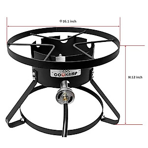 COOKAMP High Pressure 1-Burner Outdoor Propane Gas Cooker with 0-20 PSI Adjustable Regulator and Hose SA1600