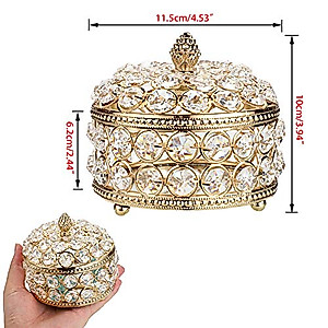 Hipiwe Crystal Mirrored Jewelry Box - Jewelry Trinket Organizer Treasure Box Home Decor Ring Earrings Necklace Storage Holder Chest Keepsake Box,Birthday Christmas Gift for Women Girls, Large