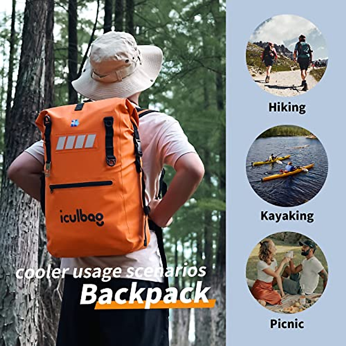 Iculbag Backpack Coolers Insulated Leak Proof 36cans for Man Women Insulated Cooler Backpack Waterproof Soft Travel Hiking Beach Camping Picnic for 12hours Cooling