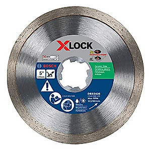 BOSCH DBX543S 5 In. X-LOCK Continuous Rim Diamond Blade Compatible with 7/8 In. Arbor for Application in Ceramic Tile, Slate