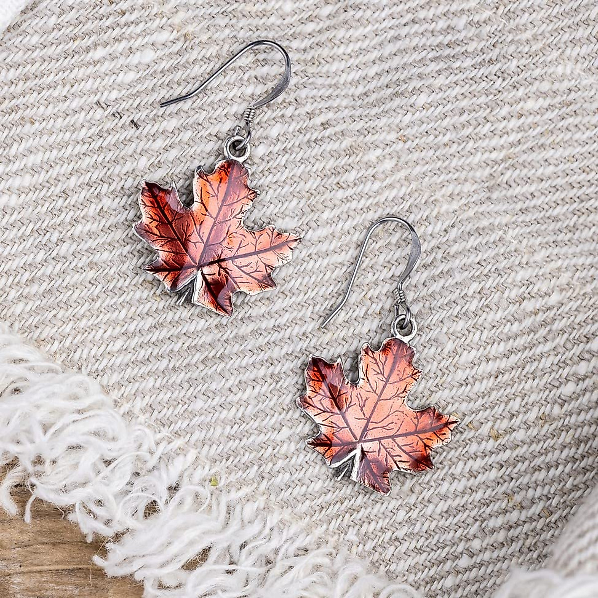 DANFORTH - Maple Leaf Fall/Autumn Earrings - 3/4” Pewter, Handcrafted, Surgical Steel Wires, Made In USA