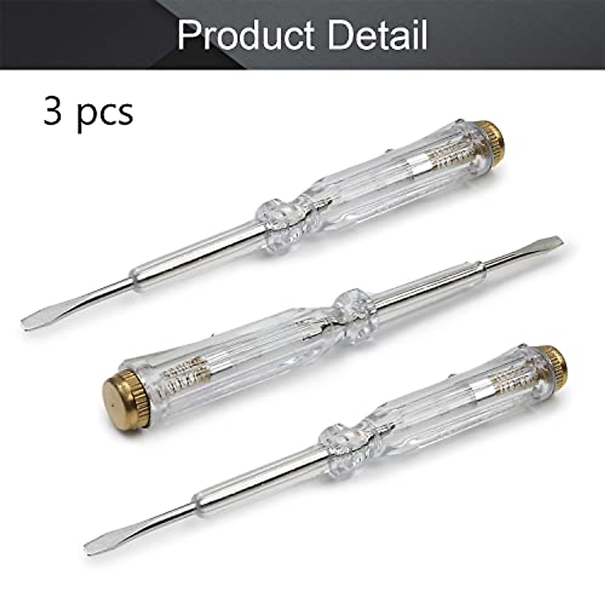 Fielect 3Pcs Tester Screwdriver, Voltage Detector Pen Light Circuit Tester Electric Test Pen Screwdriver AC/DC 100-500V