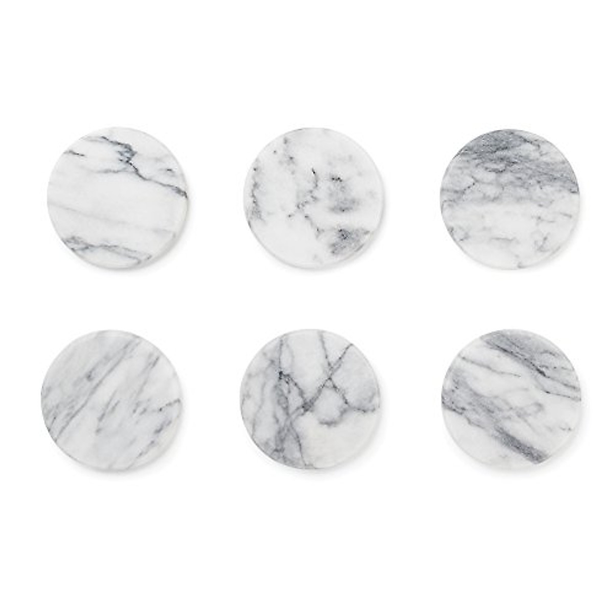 Fox Run 48749 Natural White Polished Marble Stone Coasters, Set of 6