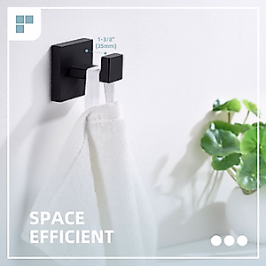 Angle Simple Towel Hook Matte Black, SUS 304 Stainless Steel Coat Robe Hook, Bathroom Hand Towel Hanger for Wall