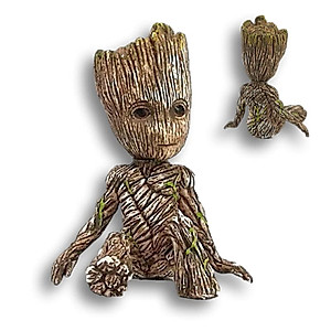ZEshops Miniature Fairy Garden Sitting Groot Figurine PVC Statue Groot in for Kids Home Car Decor Gift