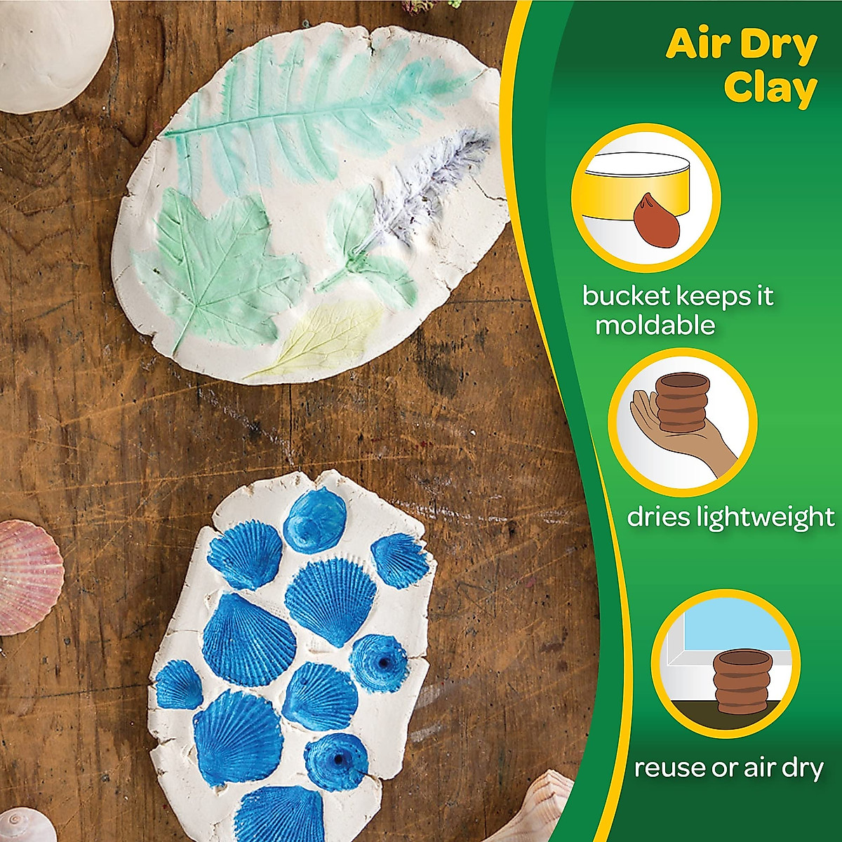 Crayola Air Dry Clay Bucket, No Bake Clay for Kids, Modeling Clay Alternative, 5 lb Resealable Bucket, White
