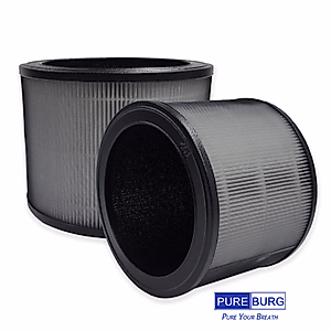 PUREBURG A231 A230 True HEPA Replacement Filters Compatible with Winix A230 A231 PlasmaWave Air Purifiers, Filter O, 1712-0100-00, H13 3-Stage Filtration Activated Carbon Air Clean Dust VOCs,2-Pack