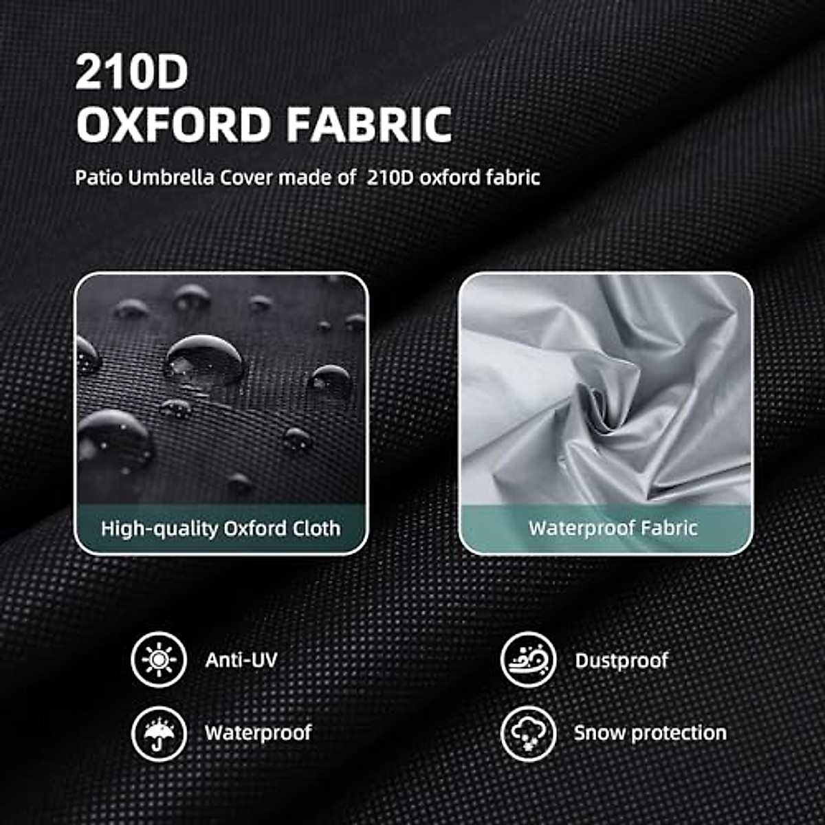 Patio Umbrella Cover, Zadst Cycle Parasol Outdoor Umbrellas Cover for 11ft to 14ft Oxford Fabric, Cantilever Parasol Cover with Zipper and Rod, Heavy Duty Offset Umbrella Cover