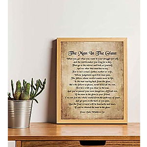 Peter Dale Wimbrow Sr.-"The Man In The Glass"- Inspirational Poem Page Print- 8 x 10" Poetic Wall Art. Distressed Parchment Print-Ready To Frame. Home-Office-Study Decor. Great Gift for Poetry Fans!