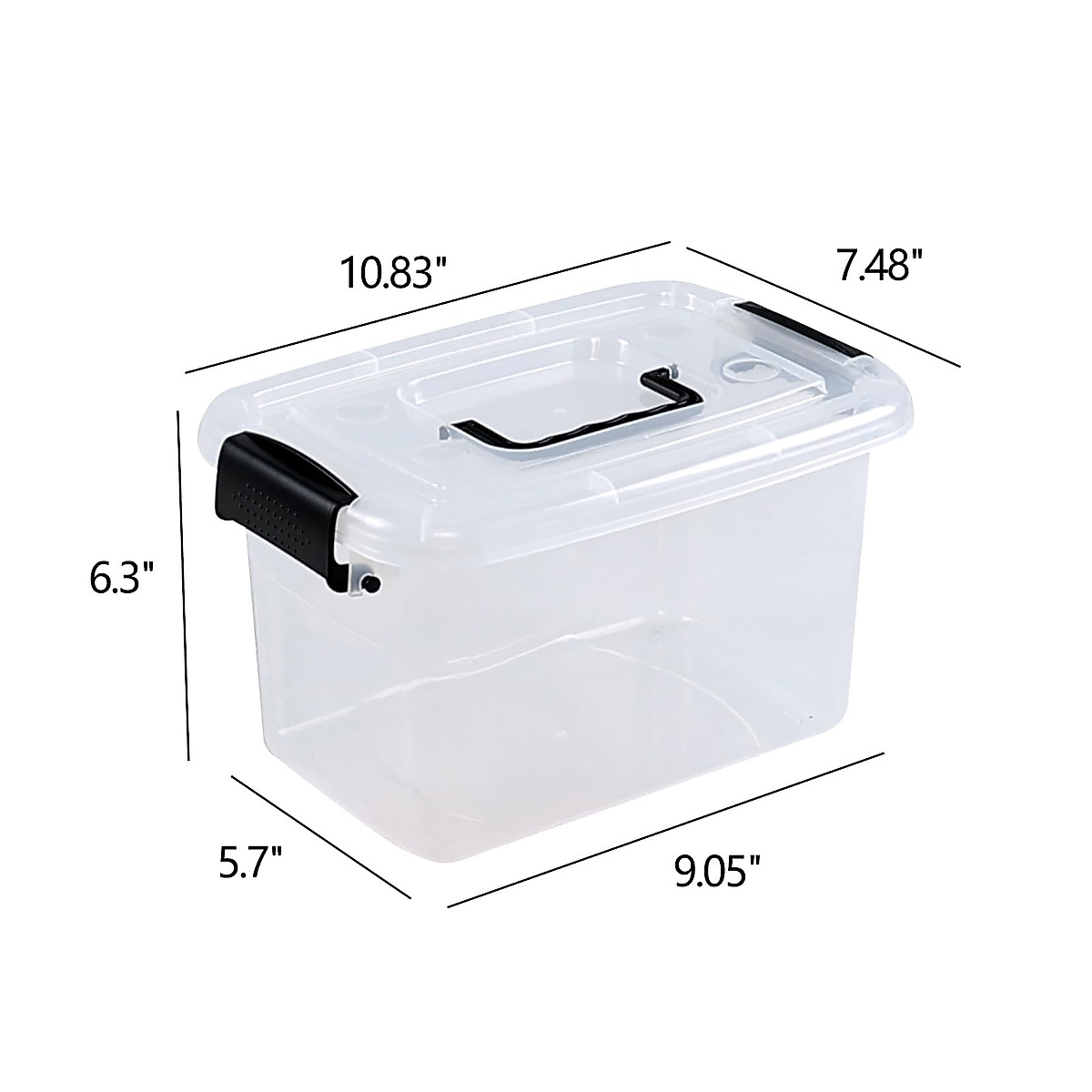 Oymlclivisa 6 Quart Plastic Storage Latching Bins with Handles, Clear Plastic Storage Boxes with Lids, 6 Packs