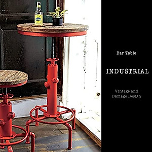 Topower 3 Piece Pub bar Set Vintage Industrial Round bar Table and Stools for 2, Height Adjustable Pub Table and stools Match bar Height and Counter Stool Antique Red(1 Table + 2 Chairs)