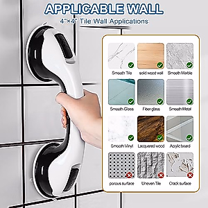 Grab Bars for Bathtubs and Showers, 2 Pack Shower Handle 12 Inch Strong Suction Shower Bar, Safety Bars for Shower Chair, Bathroom Grab Bar for Senior