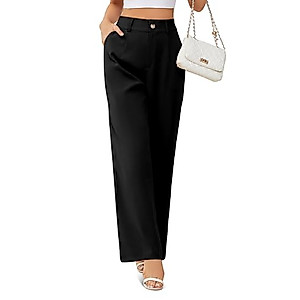 onlypuff Palazzo Pants for Women High Waisted Work Capris Wide Leg Trousers XL Black
