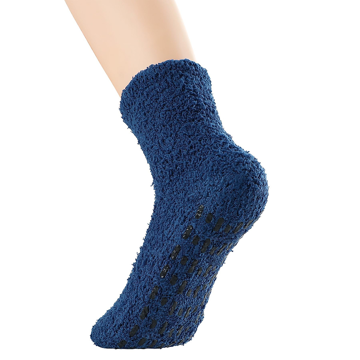 Zando Softest Fuzzy Socks for Women Athletic Yoga Socks Anti Slip Slipper Socks with Grippers Home Comfy Fluffy Socks Winter Cozy Socks Non Skid Grip Socks Plush Sleeping Socks 5/Blue Series One Size