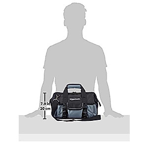 Amazon Basics Durable Wear-Resistant Base, Tool Small Standard Bag with Strap, 12 Inch, Black & Gray