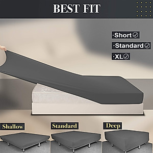 Stretch Full Size Fitted Sheet Only - 4-Way Stretchy Jersey Knit, Cozy T-Shirt Soft, Wrinkle Free, Snug Fit & Stay in Place, No More Slipping Off for Mattress (Deep: 5"-16") - Dark Gray, Full