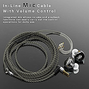 BASN MTPro in Ear Monitors, 14.5mm Planar HiFi IEM Headphones with CNC Process and 4-Core Litz OCC Single-Crystal Copper Cable for Musicians(Rich Black)