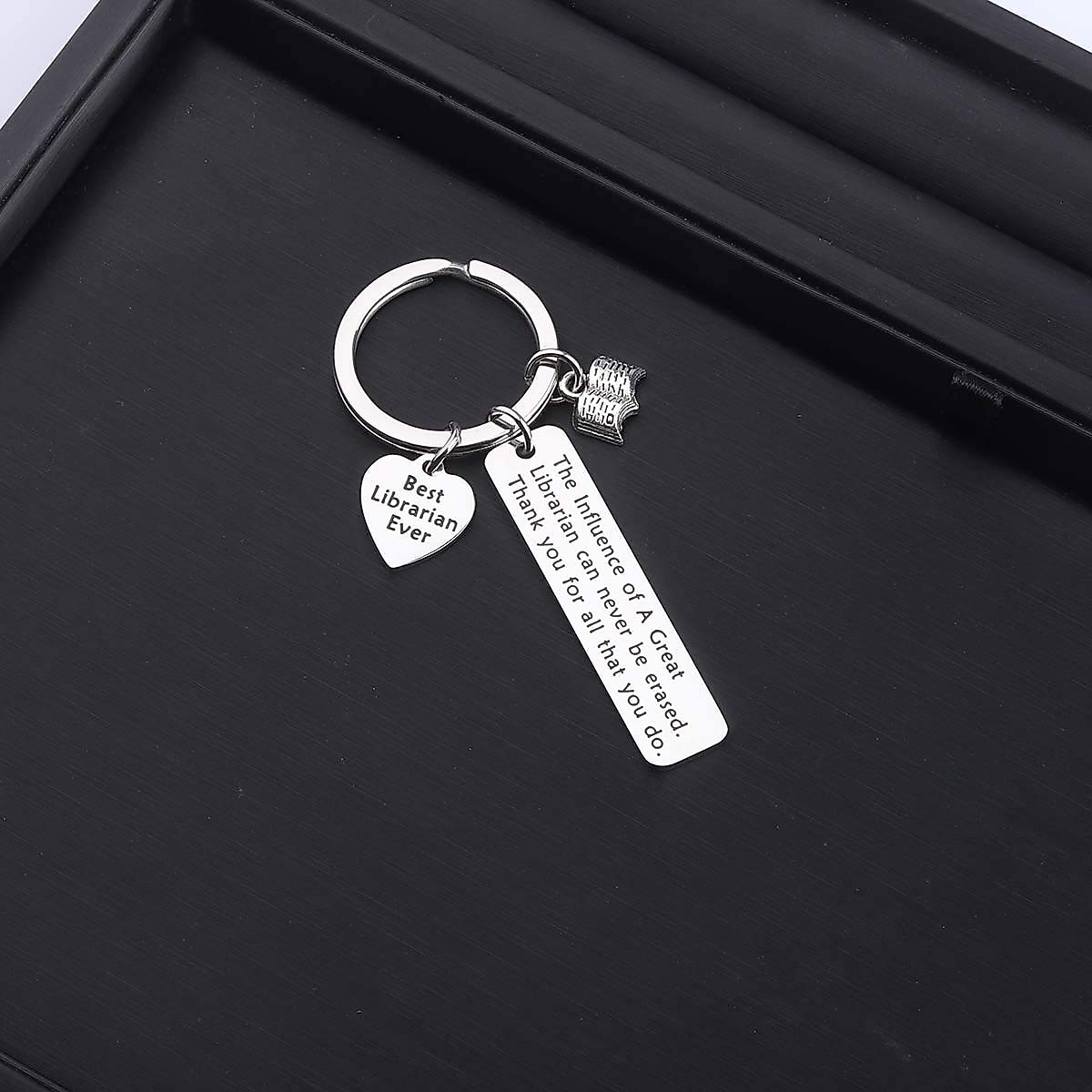 ENSIANTH Librarian Keychain Librarian Retirement Gift Best Librarian Ever Gift Librarian Appreciation Gift (Librarian Keychain)