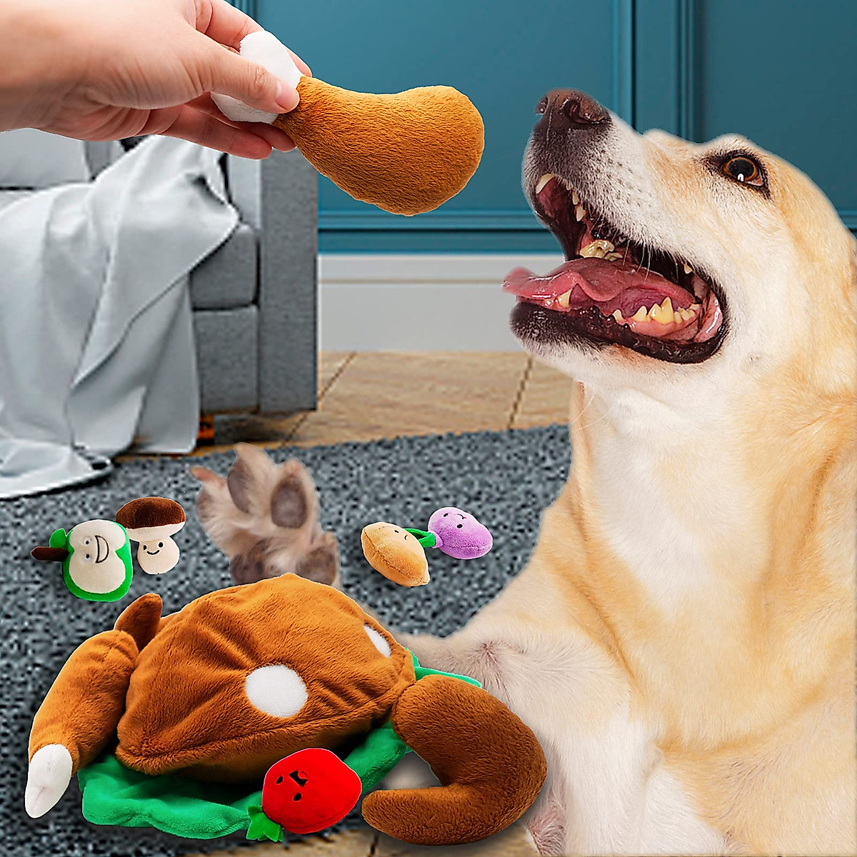 Lepawit Hide and Seek Dog Toys, Turkey Squeaky Interactive Puzzle Dog Toys for Boredom and Stimulation, Dog Enrichment Toys for Small and Medium Dogs
