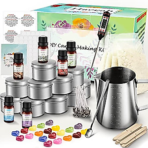 Haccah Complete Candle Making Kit,Candle Making Supplies,DIY Arts and Crafts Kits for Adults,Beginners,Kids Including Wax, Wicks, 6 Kinds of Scents,Dyes,Melting Pot,Candle tins