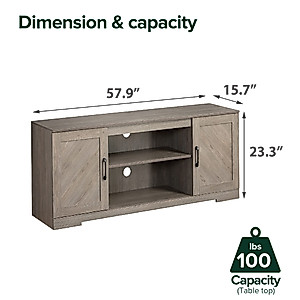 ZINUS Bennett TV Stand for TVs up to 65”, Farmhouse Style Entertainment Center, TV Stand with Storage, Living Room or Bedroom Furniture, Grey