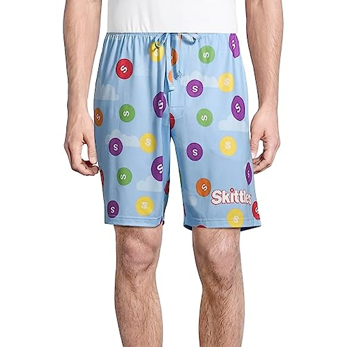 Skittles Candy in The Clouds Sky Blue Men's Lounge Pajama Shorts (X-Large)