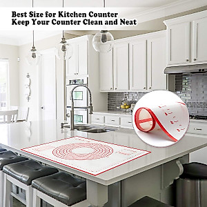 Pastry Mat for Rolling Dough, WeGuard 20“x16” Silicone Pastry Kneading Mat Board with Measurements Marking BPA Free Food Grade Non-stick Non-slip Rolling Dough Baking Mat