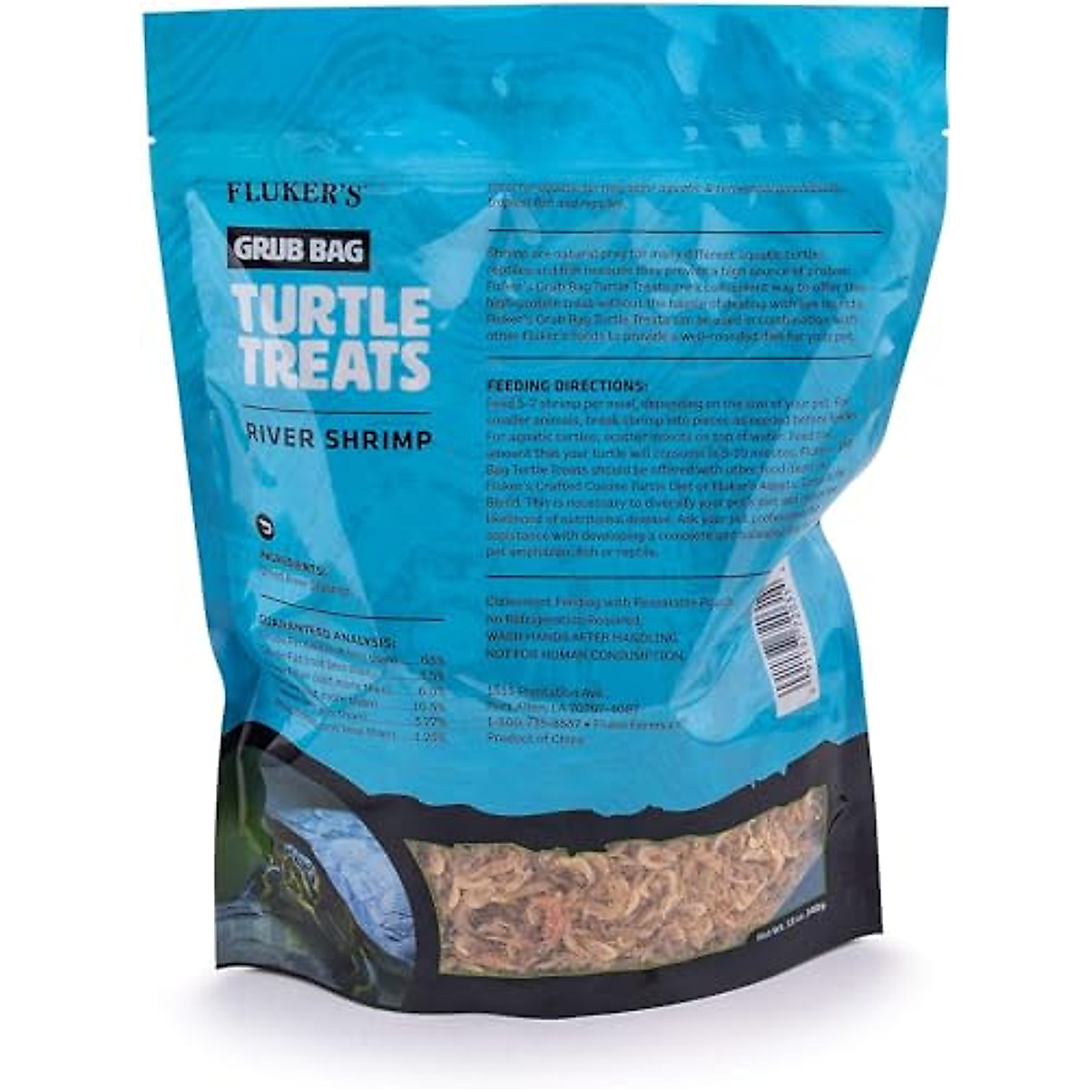 Fluker's Grub Bag Turtle Treats, High Protein Freeze Dried River Shrimp, For Aquatic Turtles, Amphibians, and Reptiles, 12 oz