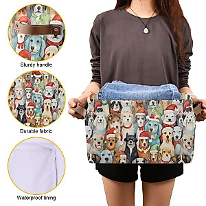 Storage Basket Christmas Dog Large Collapsible Storage Baskets Bins with Handles Cube Laundry Organizer for Nursery Home Office Pantry