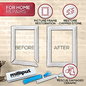 Milliput Plumbers Putty 10 Piece Set, Superfine White - with Sculpting Tools, Sanding Pad and Gloves - Ceramic Tile, Fiberglass Tub, Bath, Sink and Porcelain Repair Kit - 2 Part Epoxy Modeling Clay