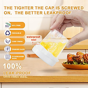 Bigwaves 10 PCS 40 oz Leakproof Salad Dressing Containers To Go, Reusable Portion Control Condiment Containers with Leakproof Sealing Paper and Lids, Ideal for Travel and Lunch Boxes (10pcs White)