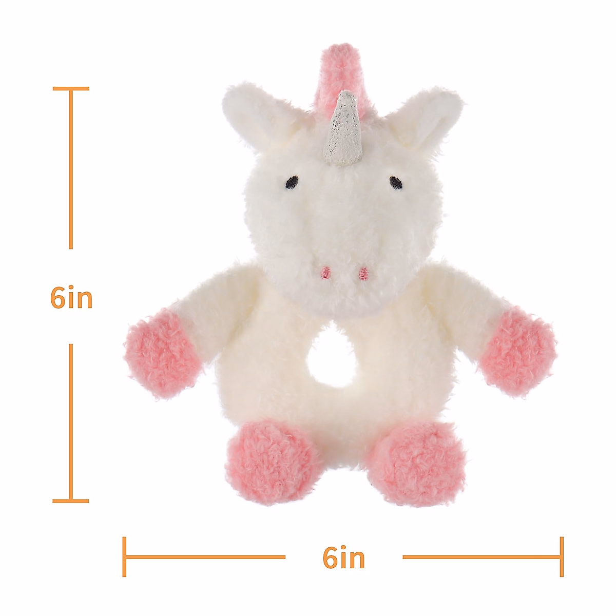 Apricot Lamb Baby Unicorn Soft Rattle Toy, Plush Stuffed Animal for Newborn Soft Hand Grip Shaker Over 0 Months (Unicorn, 6 Inches)