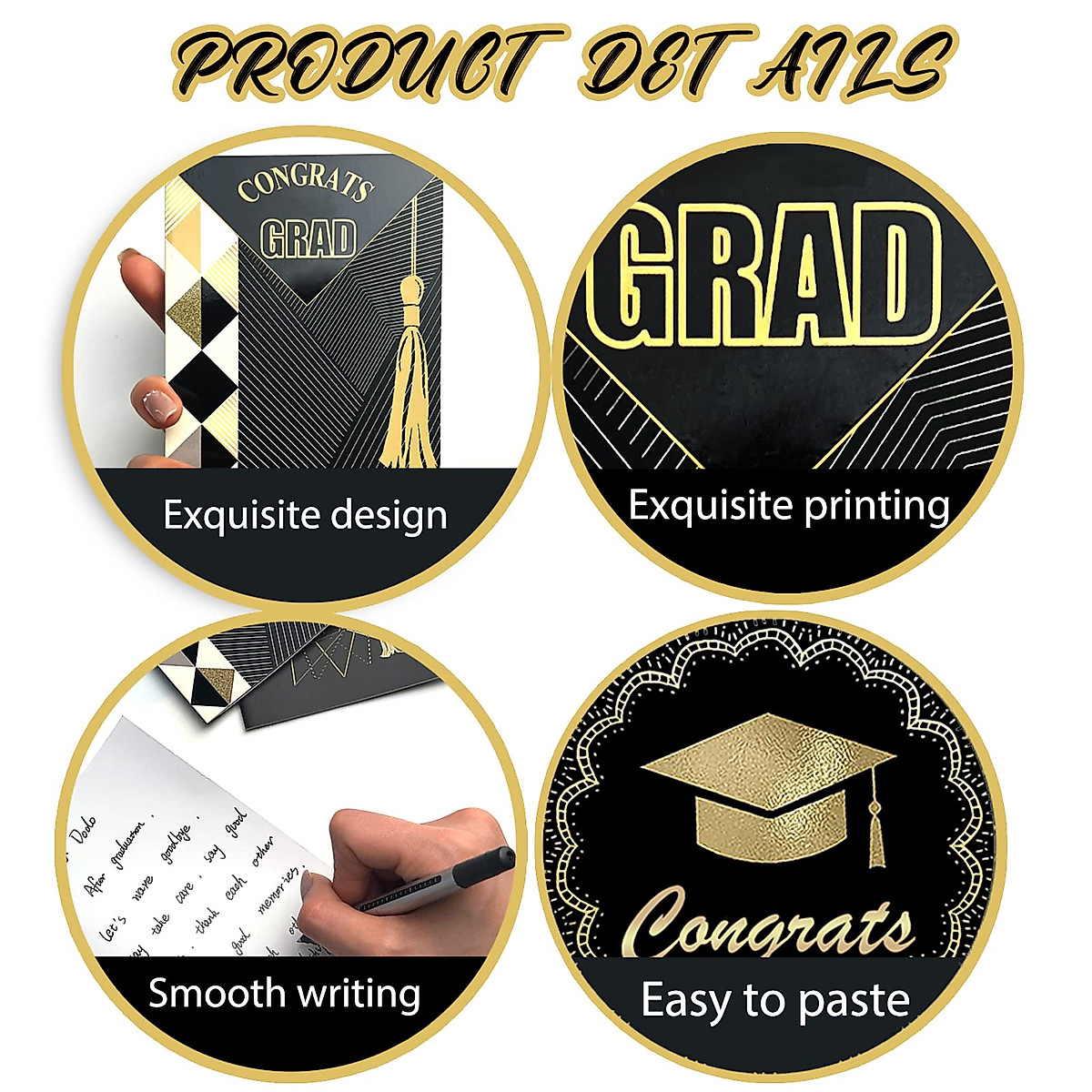 AMZAI Graduation Cards, Graduation Cards 2024 with Envelopes and Gold Foil, 24 Pack Bulk Graduation Greeting Cards, Grad Gift Card for College & High School Graduation Party Decoration