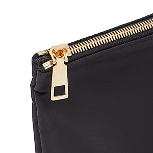 Glamlily 3 Piece Black Makeup Bag Set for Women, Nylon Zipper Cosmetic Pouch Organizers for Travel, Toiletries (3 Sizes)