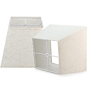 Lamp shades Set of 2, Drum Fabric Lamp Shades for Table Lamps and Floor Lights, Lampshades (Spider Fitter): 7.9" Top x 12" Bottom x 9.5" High, Lampshades Natural Linen Hand Crafted