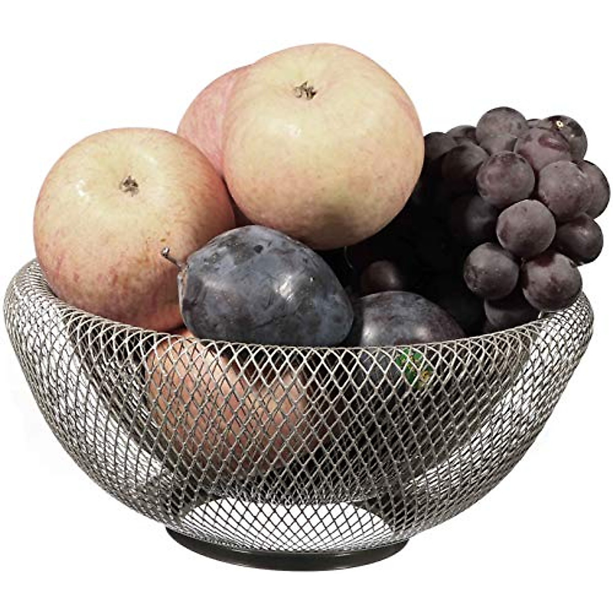 Cq acrylic Fruit Basket For Kitchen Counter,Fruit Basket With Banana Hanger For Kitchen Countertop,Fruit and Vegetable Storage Holder,Silver Metal Wire Modern Standing Fruit Basket