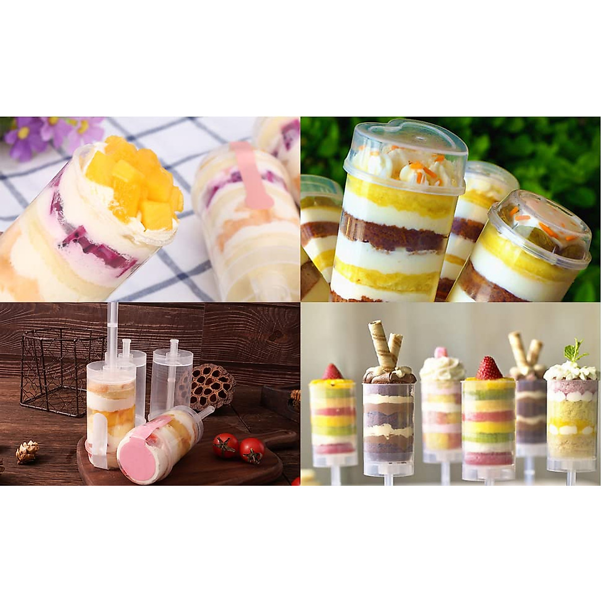 26 Pack Round Shape Clear Push-Up Cake Pop Shooter (Push Pops) Plastic Containers with Lids