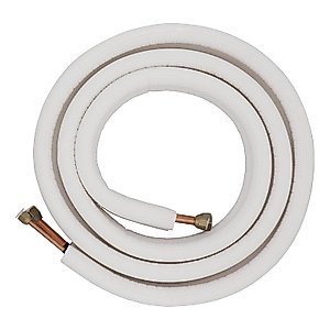 Mini Split Line Set, Air Conditioning Copper Tubing Pipe Extension-16FT, 1/4" 3/8" OD. for Mini Split Air Conditioner Insulated Coil Alloy Copper Pipe with Fittings (1/4,3/8)