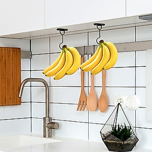 DAJIANG Banana Hook, Metal Banana Hanger Under Cabinet to Keep Bananas Fresh, Banana Holder for Bananas or Other Kitchen Items (Absolute Black)