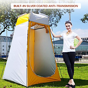 Quick Set Up Outdoor Shower Tent for Camping, Instant Privacy Tent for Beach, Portable Changing Dressing Room Bathroom with Pegs, Poles, Ropes, and Storage Bag - 47.2X47.2X70.8 Inches