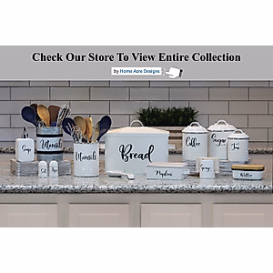 Home Acre Designs Farmhouse Kitchen Decor Ceramic Bundle-Spoon Rest-Sponge Holder-Salt and Pepper Shakers-Soap Dispenser-Farmhouse Decor-Rustic Home Decor Accessories-Black and White Kitchen Decor