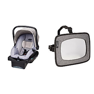 Evenflo LiteMax 35 Infant Car Seat, Riverstone with Backseat Baby Mirror for Rear Facing Child, Grey Melange