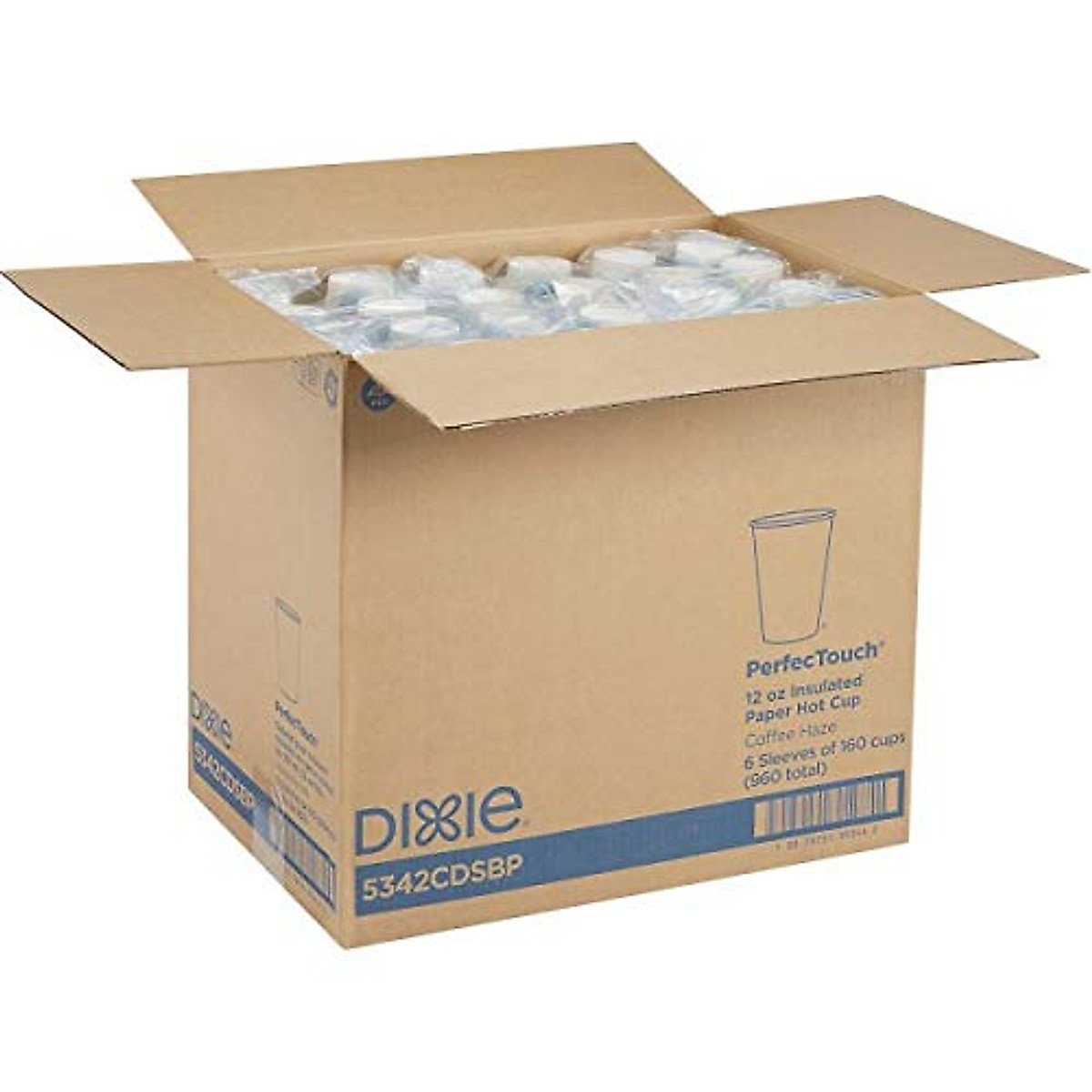 Dixie PerfecTouch 12 oz. Insulated Paper Hot Coffee Cup by GP PRO (Georgia-Pacific), Coffee Haze, 5342CDSBP, 160 Cups Per Case, Coffee Haze Design