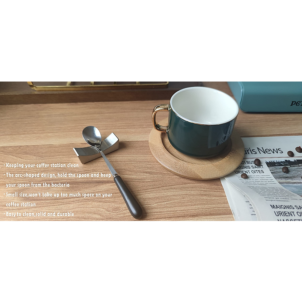 Coffee Spoon Rest-Small Teaspoon Holder,Coffee Bar Accessories,Decoration and Orginizer for coffee station,Best Gift for Coffee Lovers