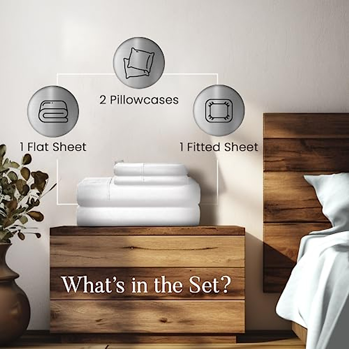 Cooling Sheets Queen Sheet Set, Tencel Lyocell Sheets for Queen Size Bed, 4PC Cooling Bed Sheets, Softer than Sheets Queen Size, Bedding Sets Queen, Eucalyptus Sheets Queen Size - White Sheets