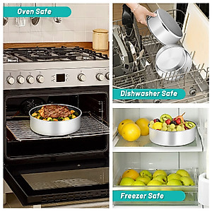 TeamFar Cake Pans, 2 PCS Stainless Steel Round 3 Inch Deep Baking Cake Pans for Wedding Birthday Party, Non-Toxic & Heavy Duty, Deep Wall & Straight Side, Dishwasher Safe