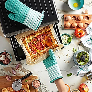 KitchenAid Albany Oven Mitt 2-Pack Set, Aqua Sky, 7"x13"