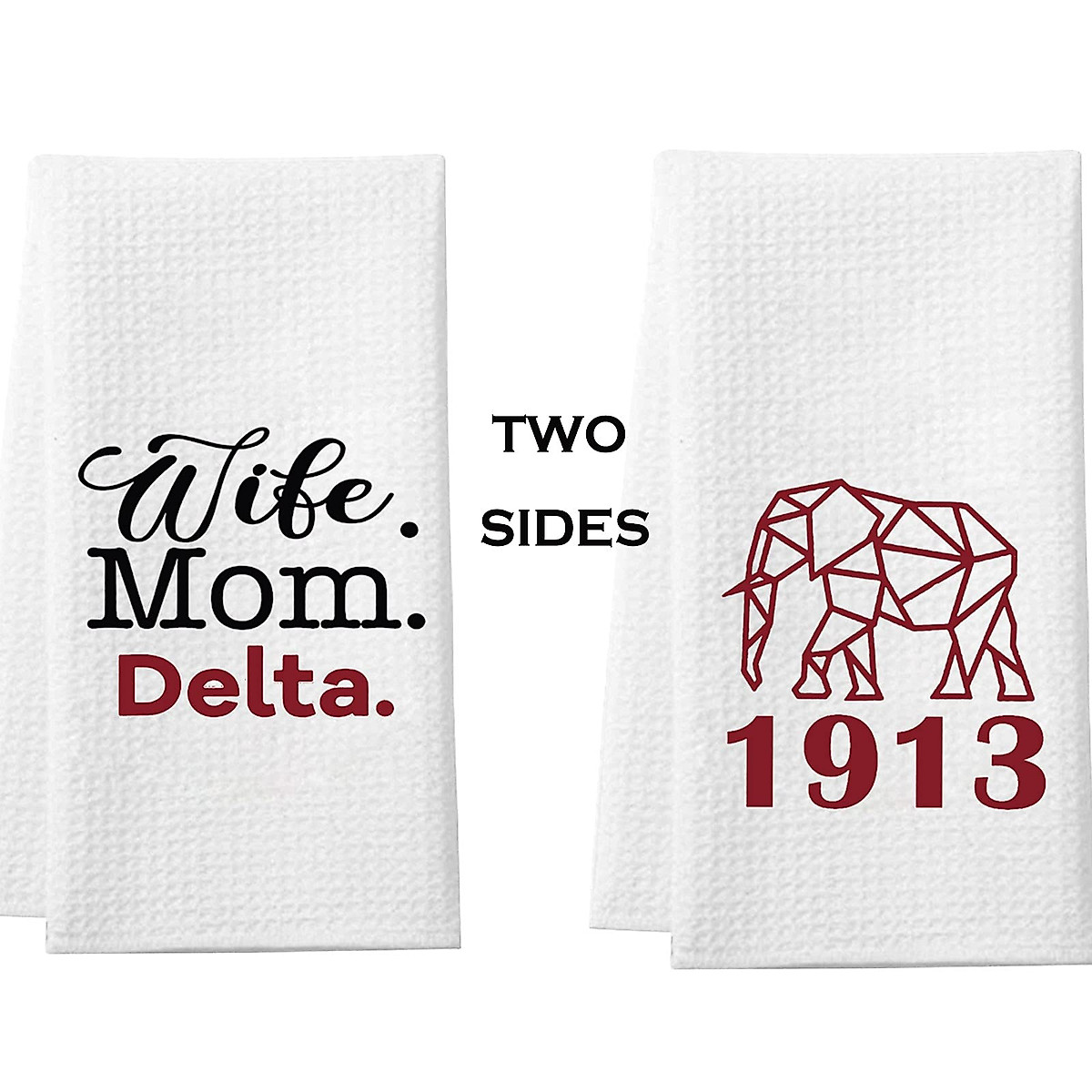 LEVLO Sorority Kitchen Towel DST Sorority Gift Wife Mom Tea Towels Sorority Waffle Weave Kitchen Decor Dish Towels (Wife Mom)