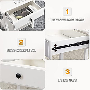 JAXPETY 2-Tier White Nightstand Bedside Table Bedroom Furniture with Spacious Drawer and Storage Shelf, Ivory